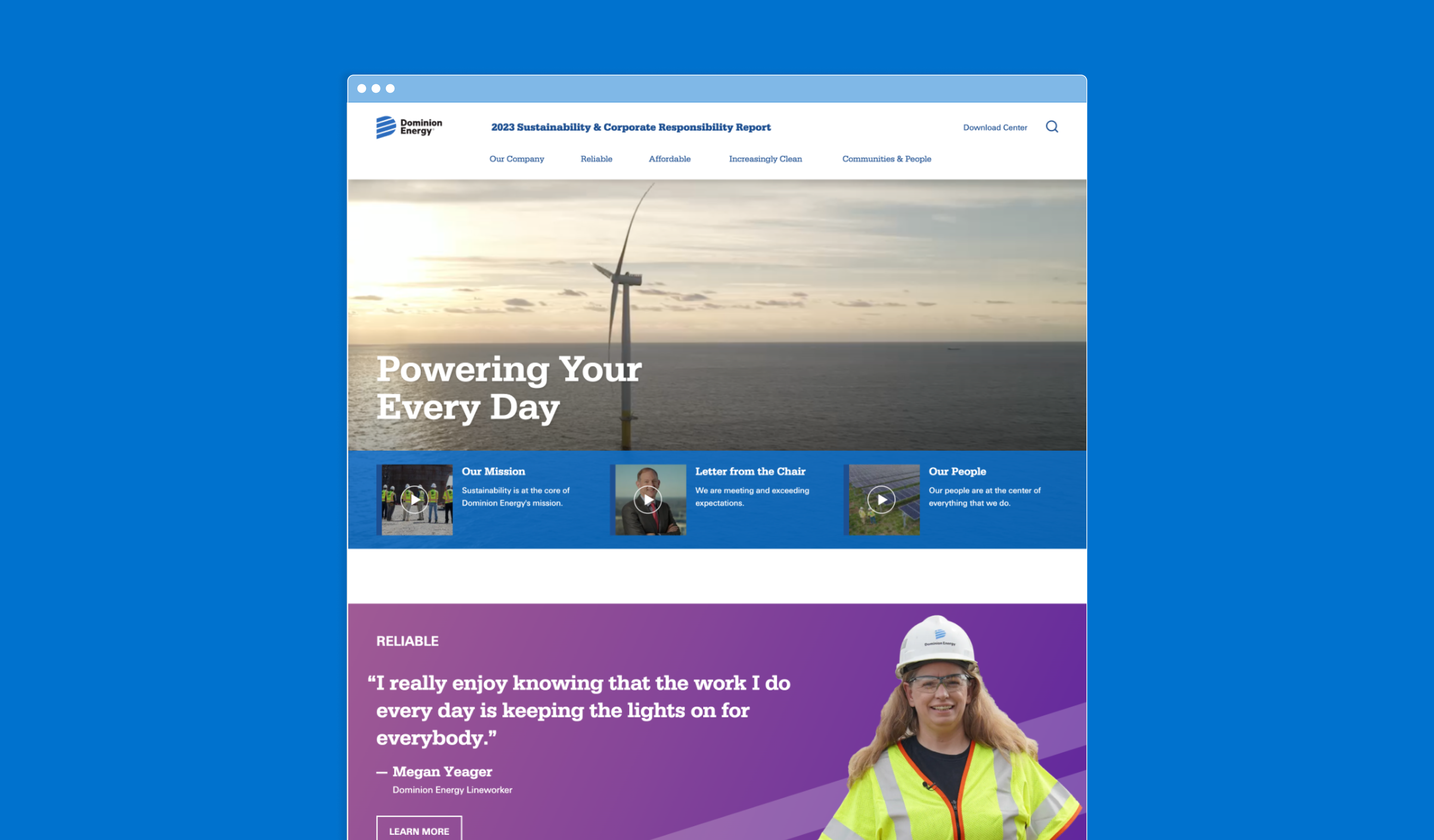 Dominion Energy: Sustainability Report Microsite and Digital Hub ...